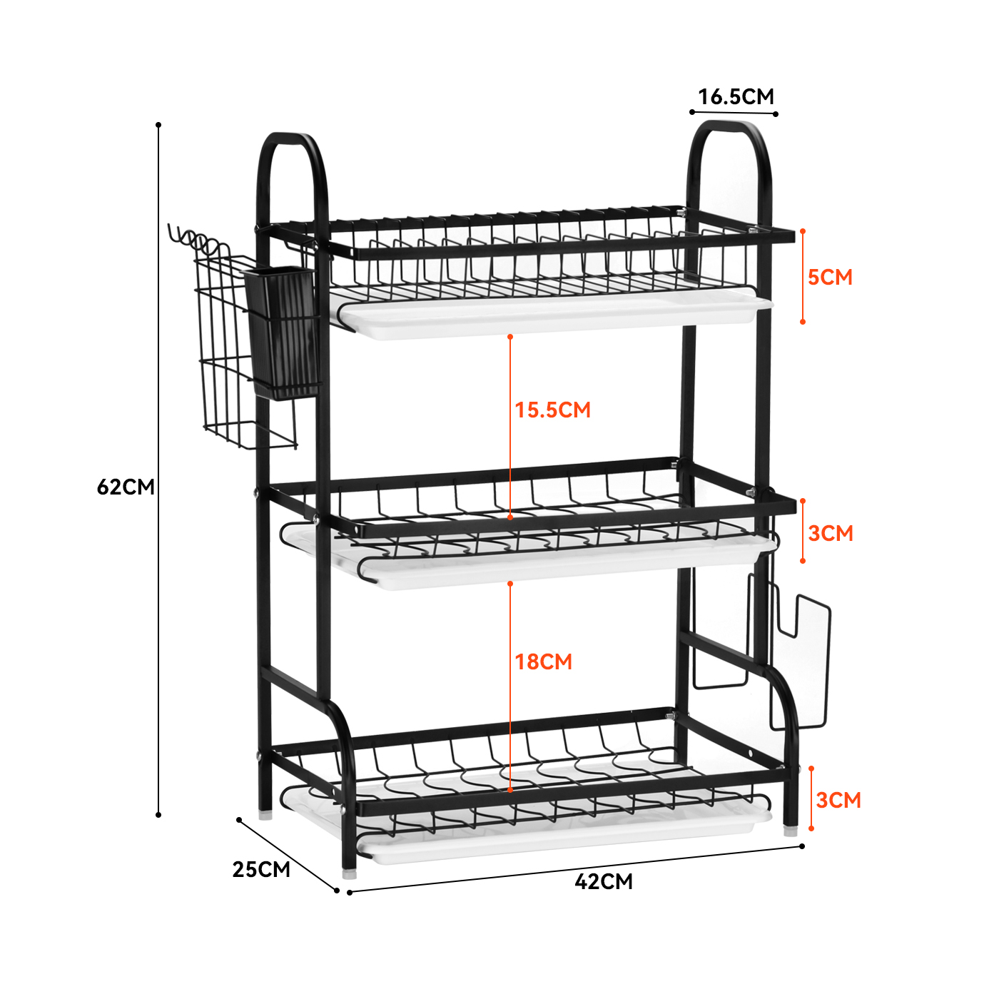 CHEFCHOICE Escurridor De Platos Acero Secador Loza Secaplatos Negro 3 ...