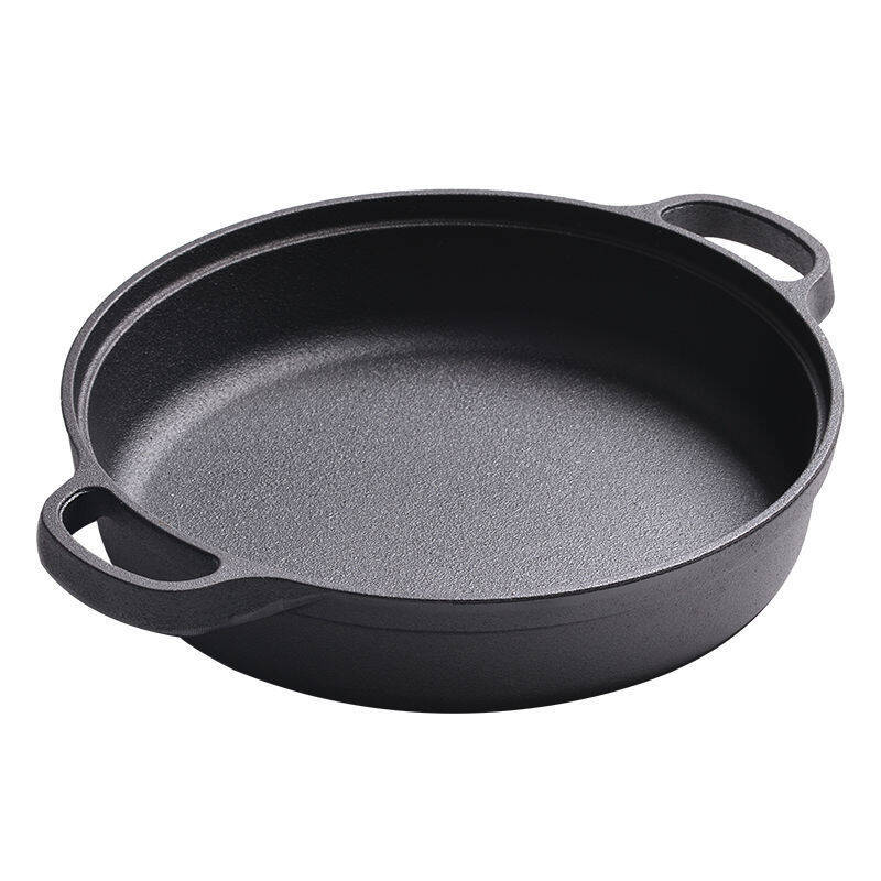 Cast Iron Skillet with 2 Handle, 8.7/9.8in Rounde Mini Flat Bottomed ...